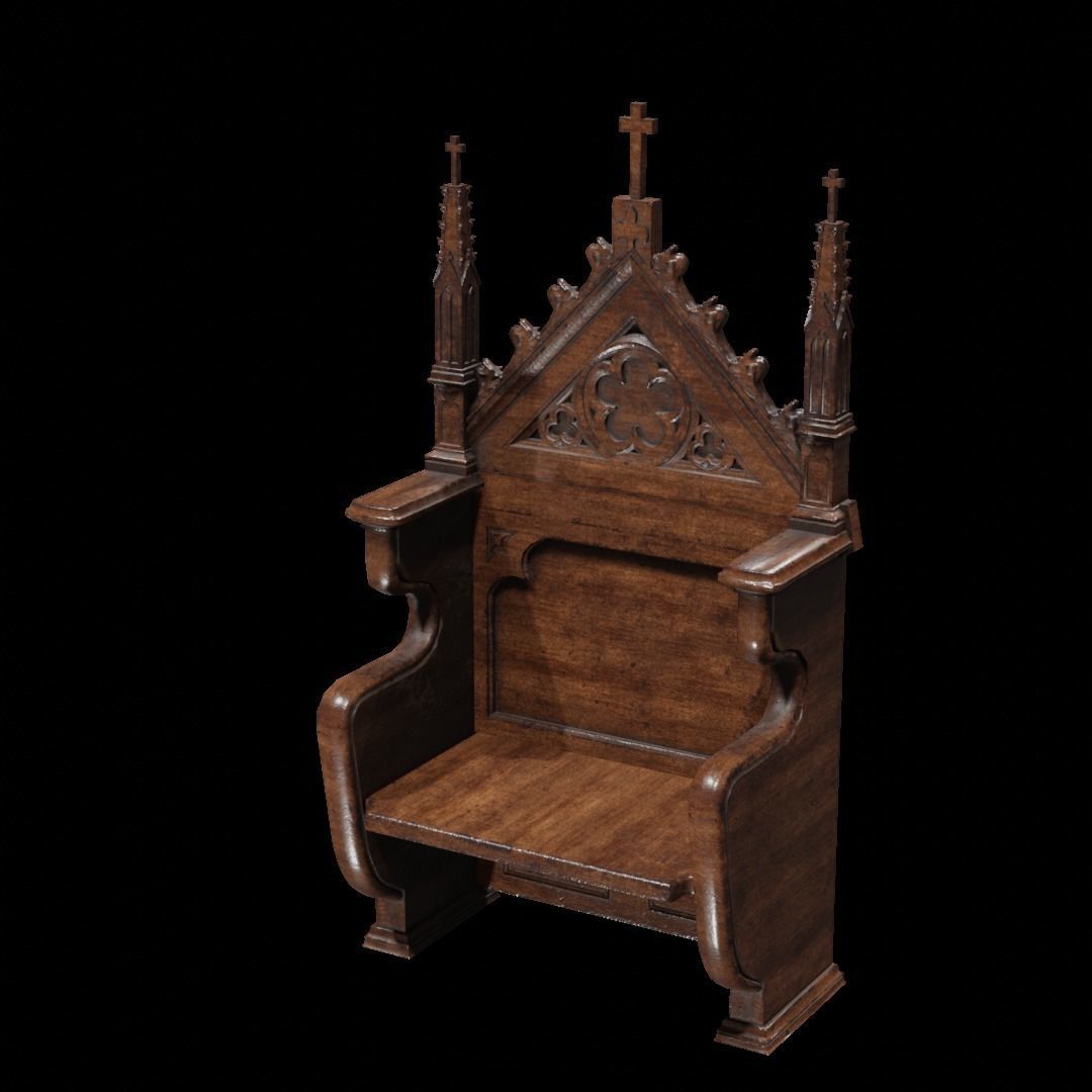 Gothic Church Bench 3D model | CGTrader