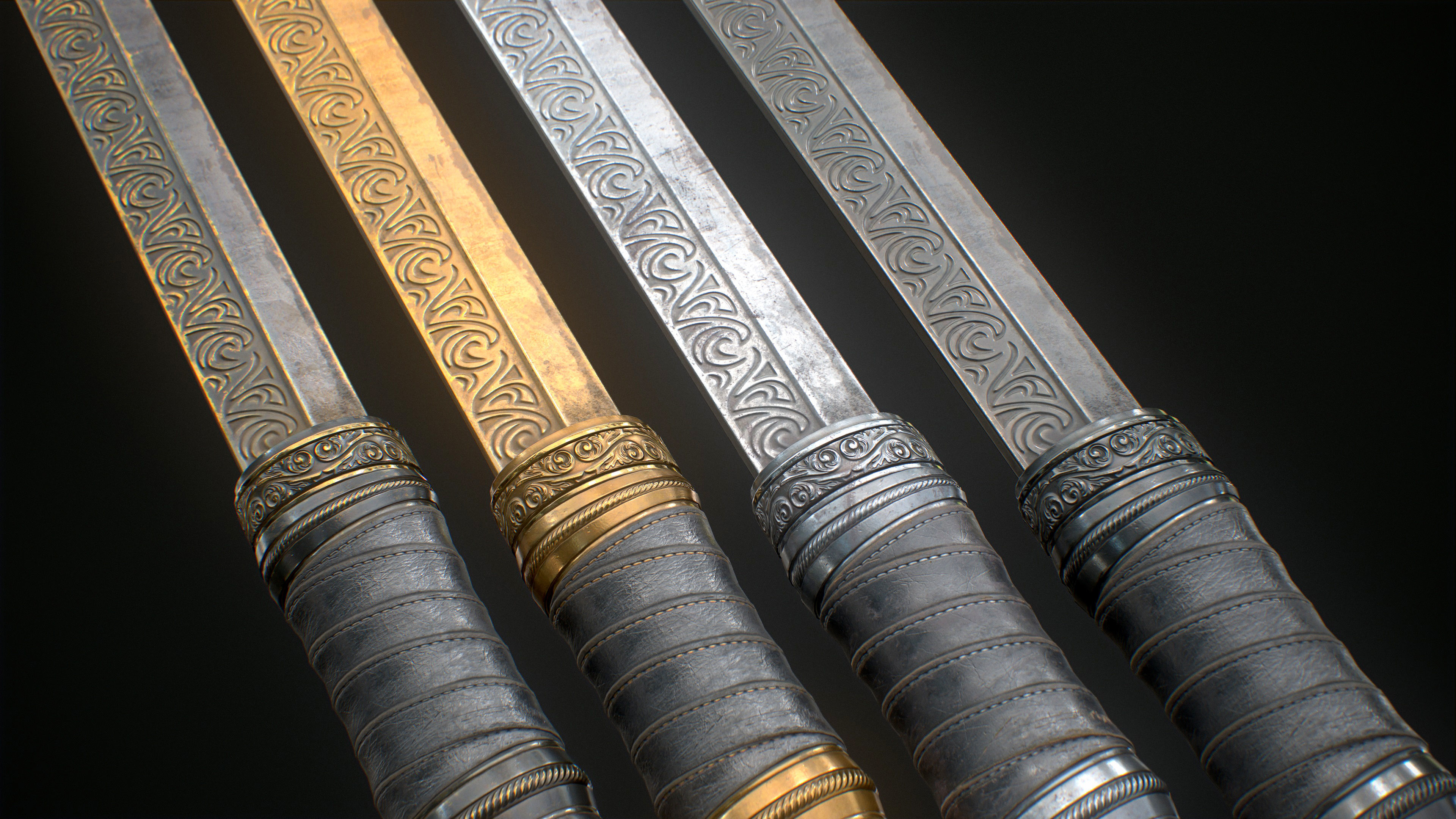 3D model Ornamental sword Low-poly Game-Ready PBR VR / AR / low-poly ...