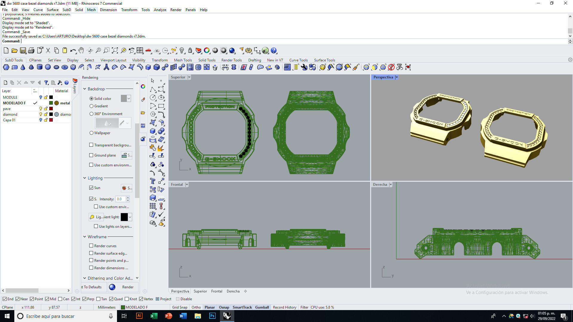 Watch bezel for dw5600 diamonds 3D model 3D printable | CGTrader