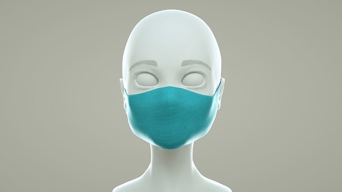 3D model surgical-mask mannequin wearing face mask VR / AR / low-poly ...