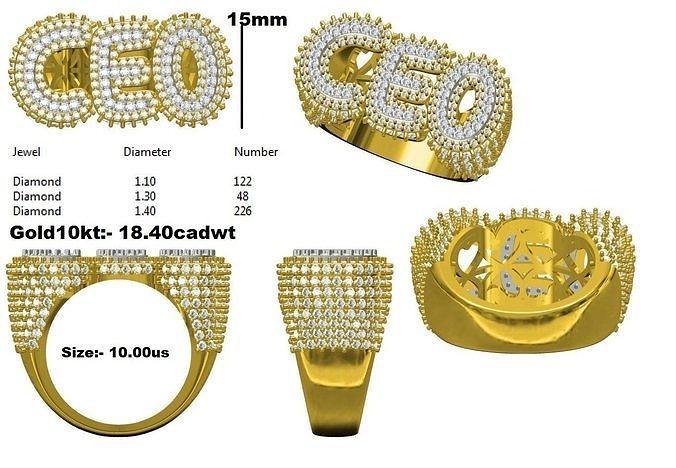 Hip Hop CEO Ring 3D model 3D printable | CGTrader