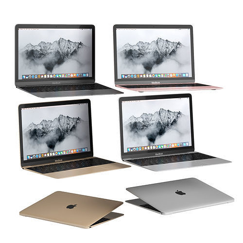 notebook four different apple macbooks 3D model | CGTrader