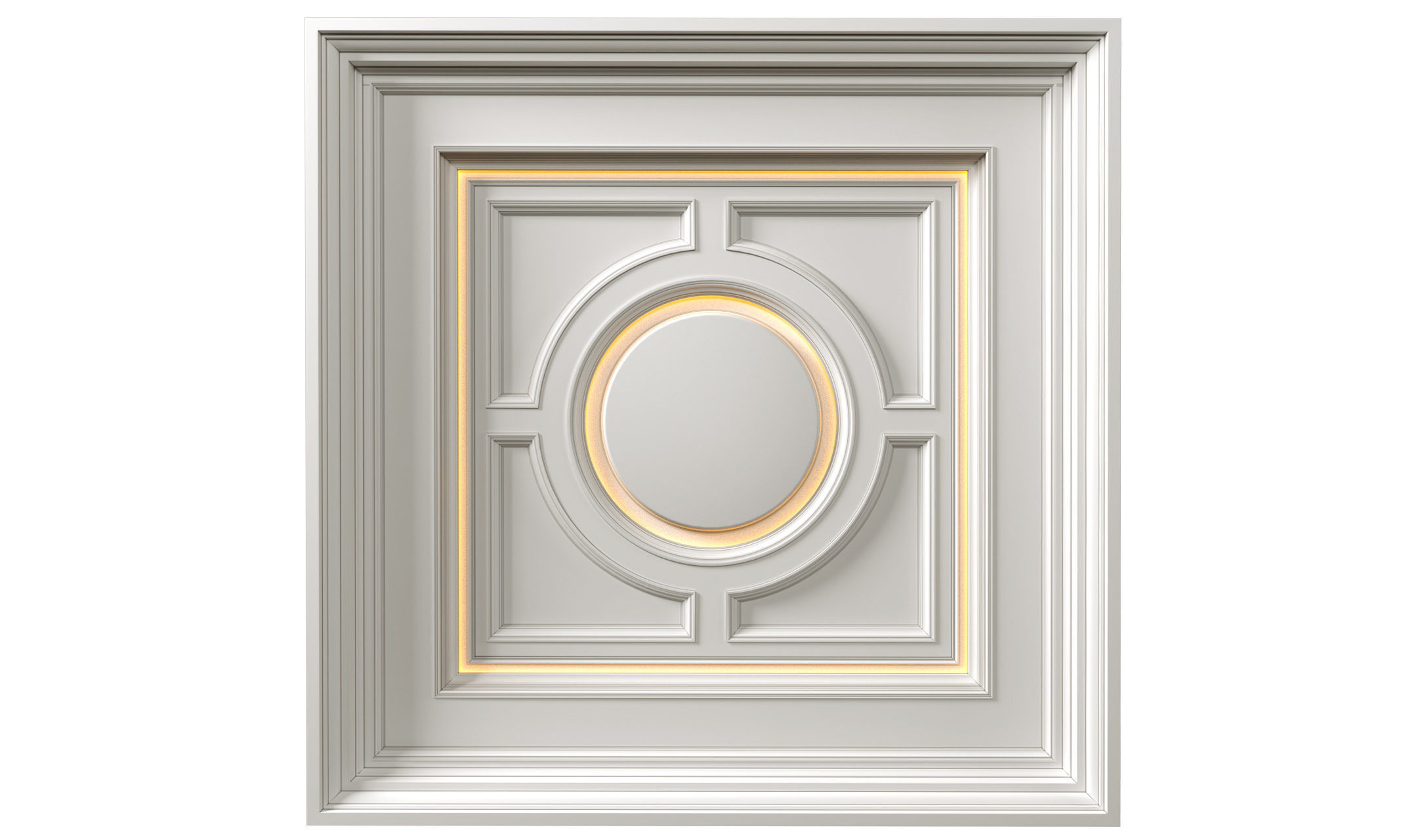 Square coffered ceiling with backlight in Art Deco style 3D model ...
