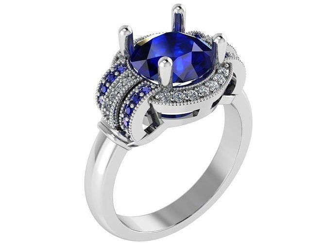 Round Halo Sapphire Ring 1503 3D model 3D printable | CGTrader