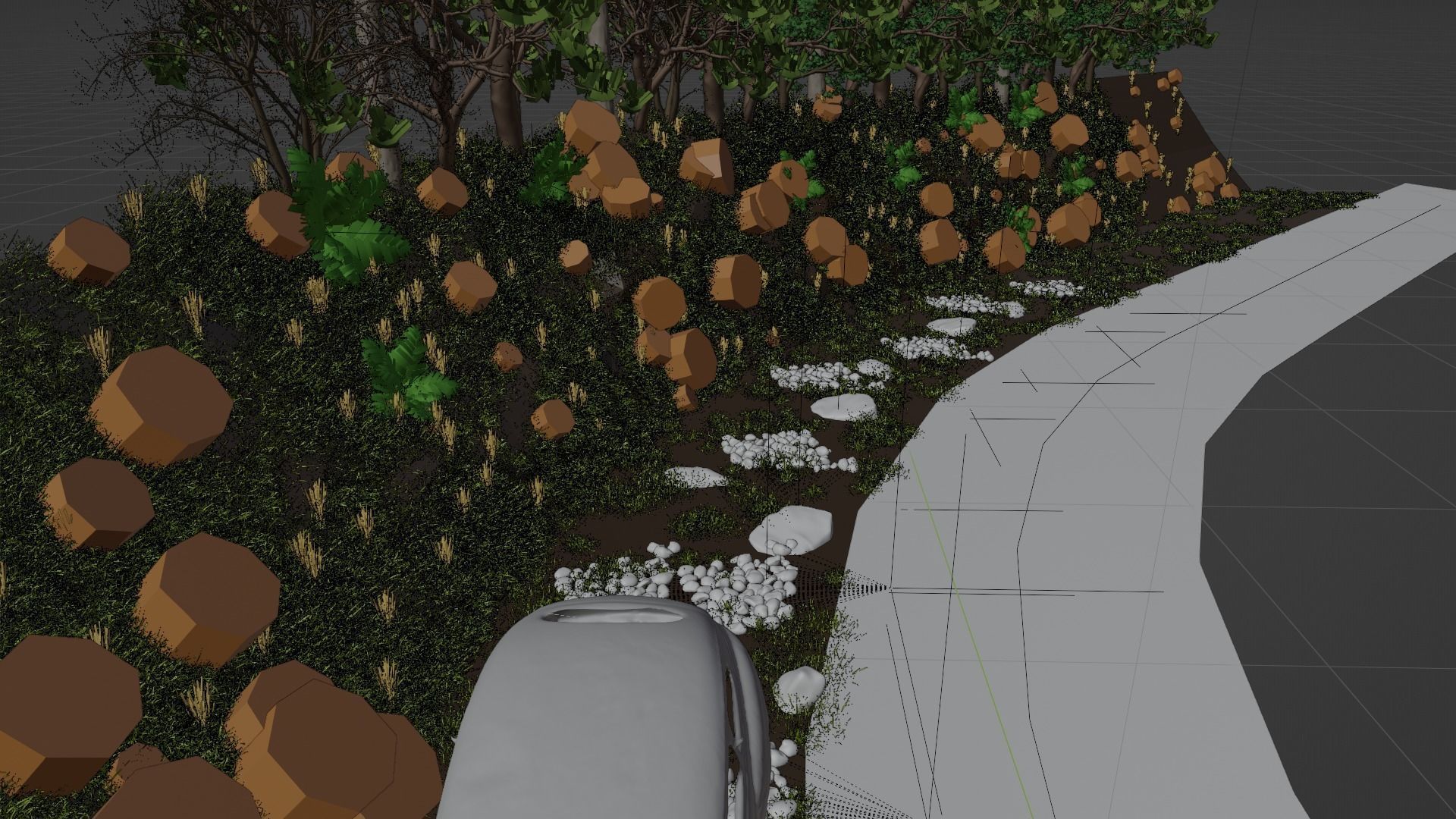 3D model Old car scene with landscape style environment VR / AR / low ...