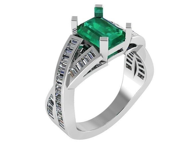 Emerald Twisted Ring 1509 3D model 3D printable | CGTrader