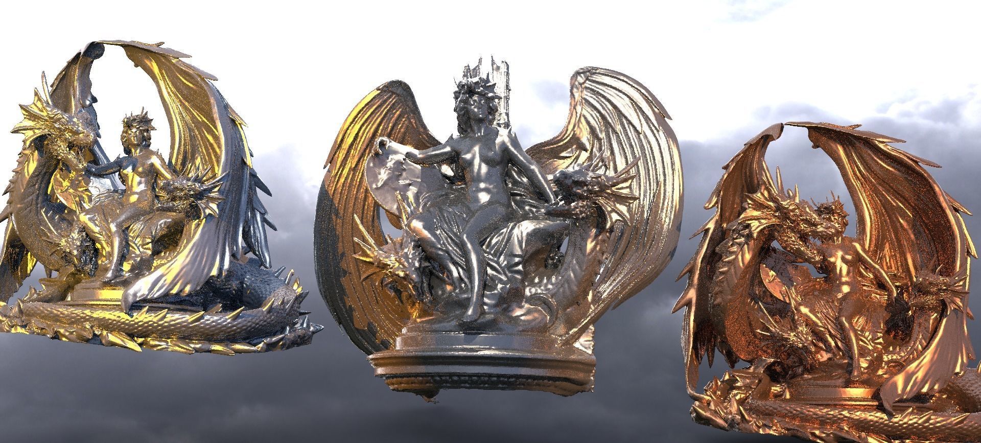 Dragon Angel Throne Queen Designs 3 3D model | CGTrader