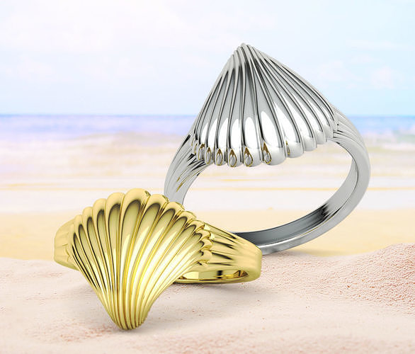 Shell Ring Nautical Jewelry At the Sea Jewelry Ring 3D model 3D ...
