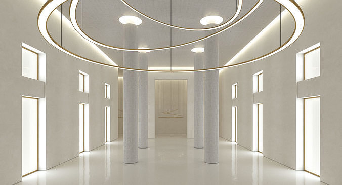 Luxury Building Entrance Lobby 3D model | CGTrader