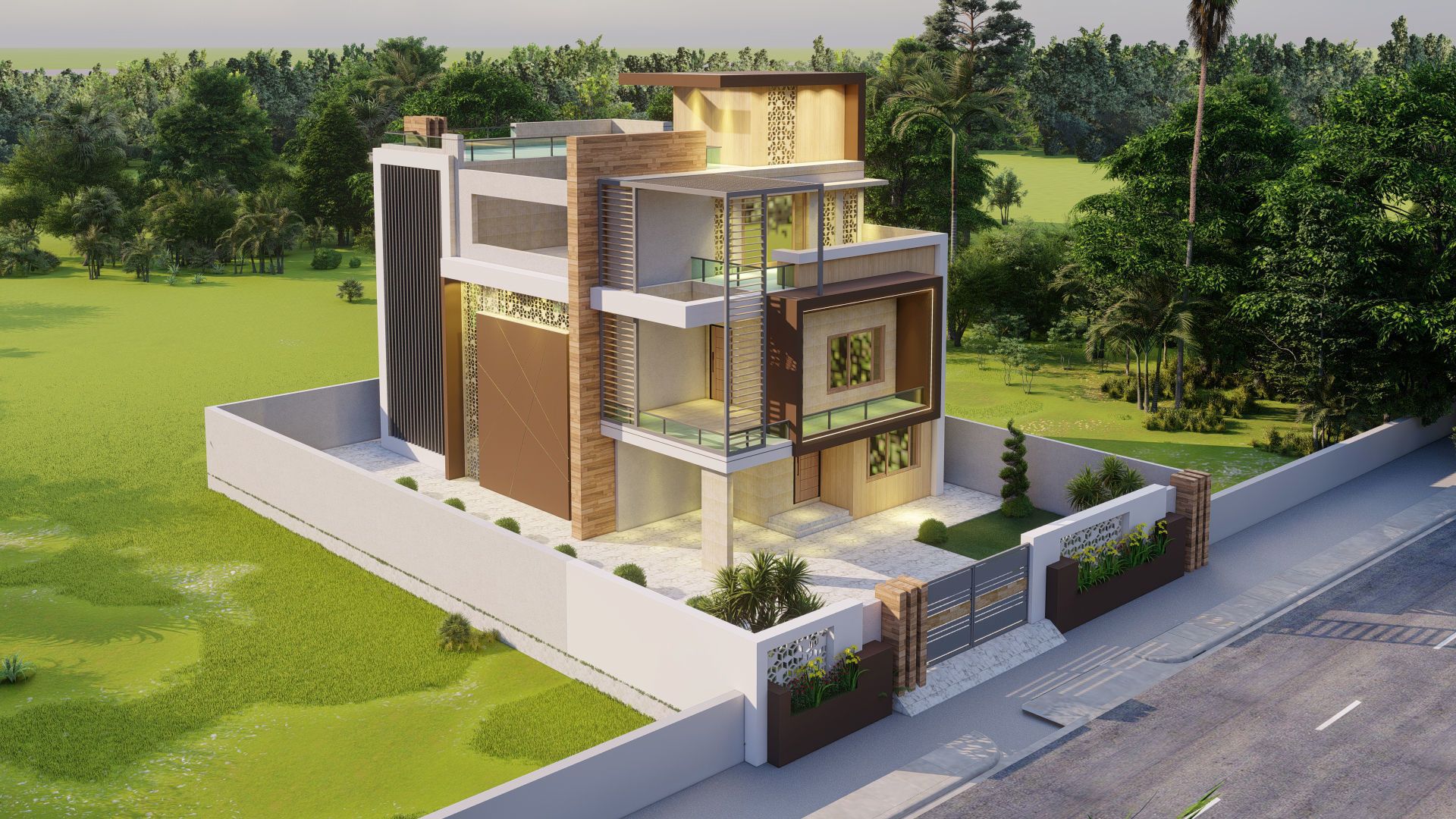 Exterior view of residential compelete file 3D model animated | CGTrader
