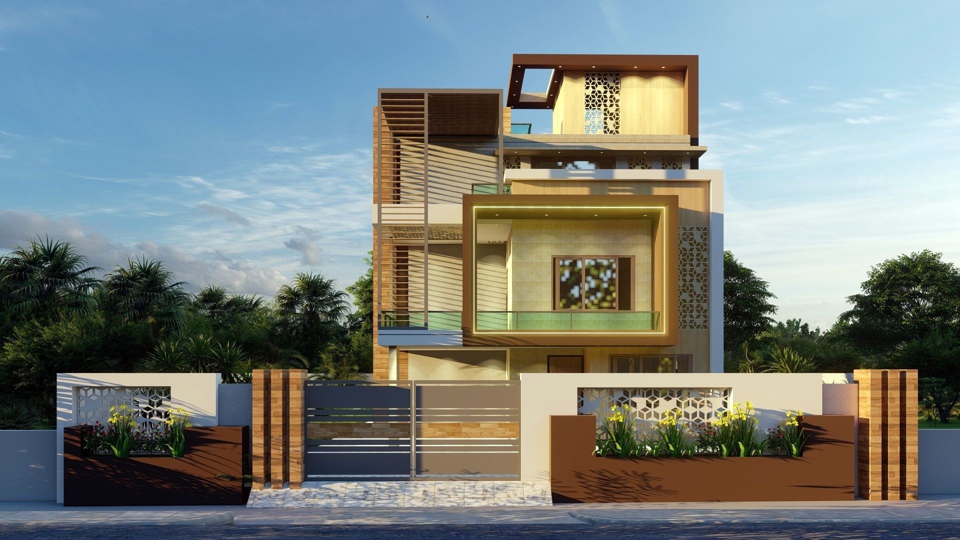 Exterior view of residential compelete file 3D model animated | CGTrader