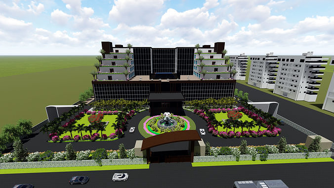 3d model of hotel all sources file revit sketchup 3D model animated ...