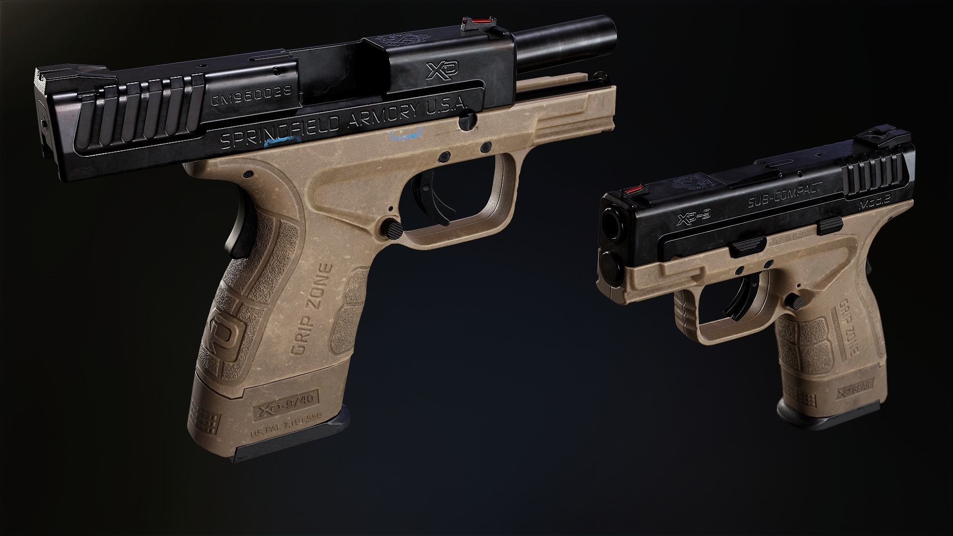 Springfield XD-MOD2 - Tan free VR / AR / low-poly 3D model | CGTrader
