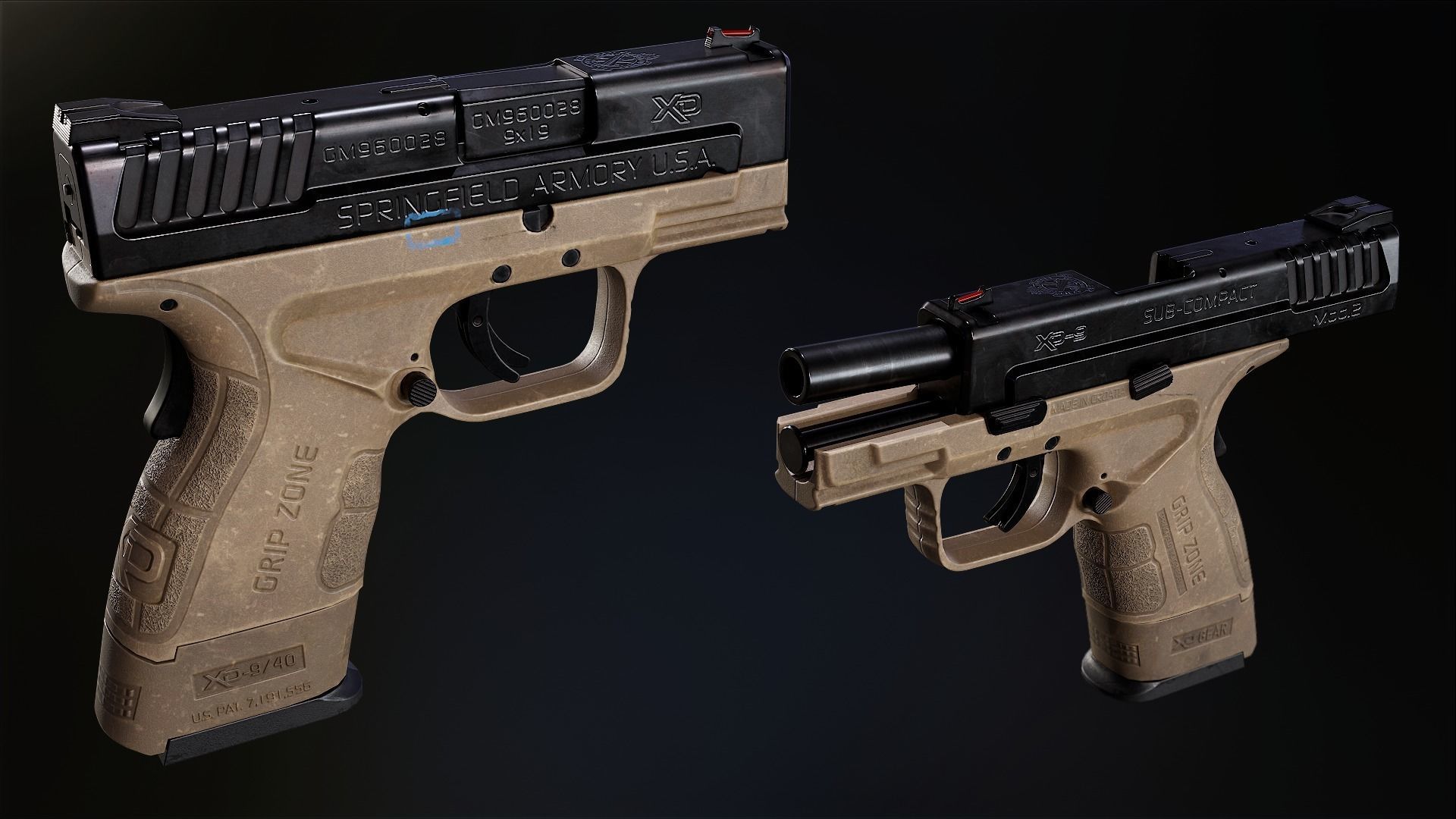 Springfield XD-MOD2 - Tan free VR / AR / low-poly 3D model | CGTrader
