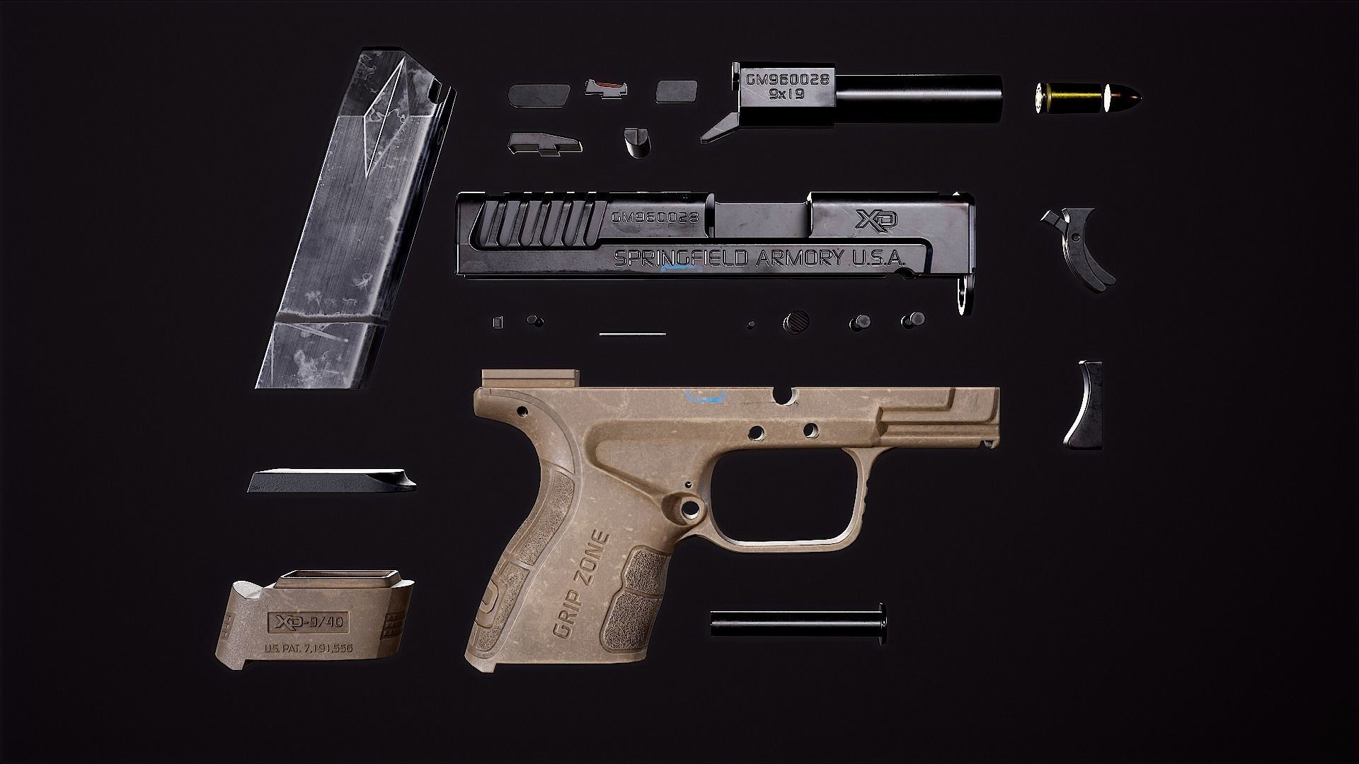 Springfield XD-MOD2 - Tan free VR / AR / low-poly 3D model | CGTrader