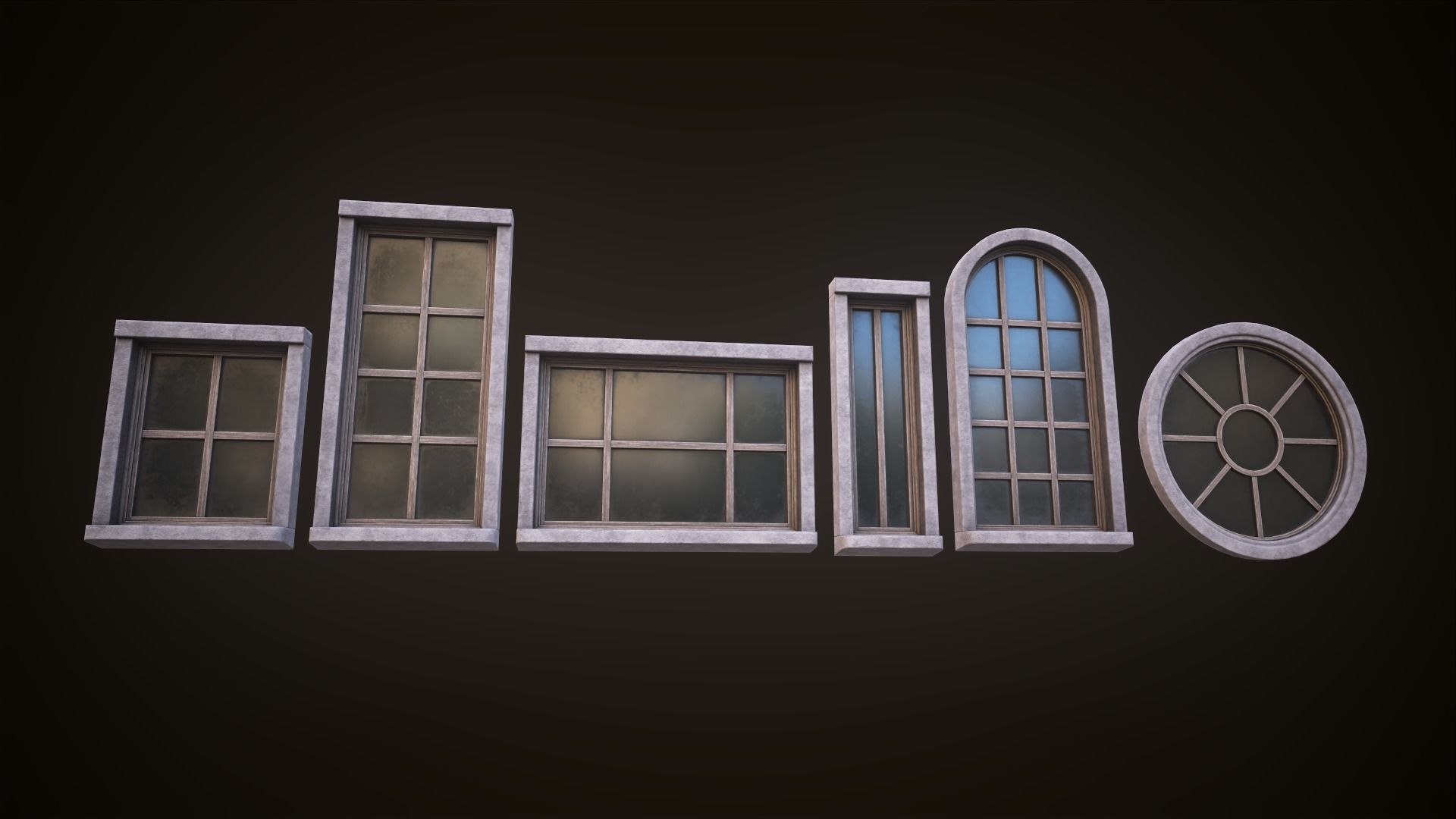 3D model Set of different windows VR / AR / low-poly | CGTrader