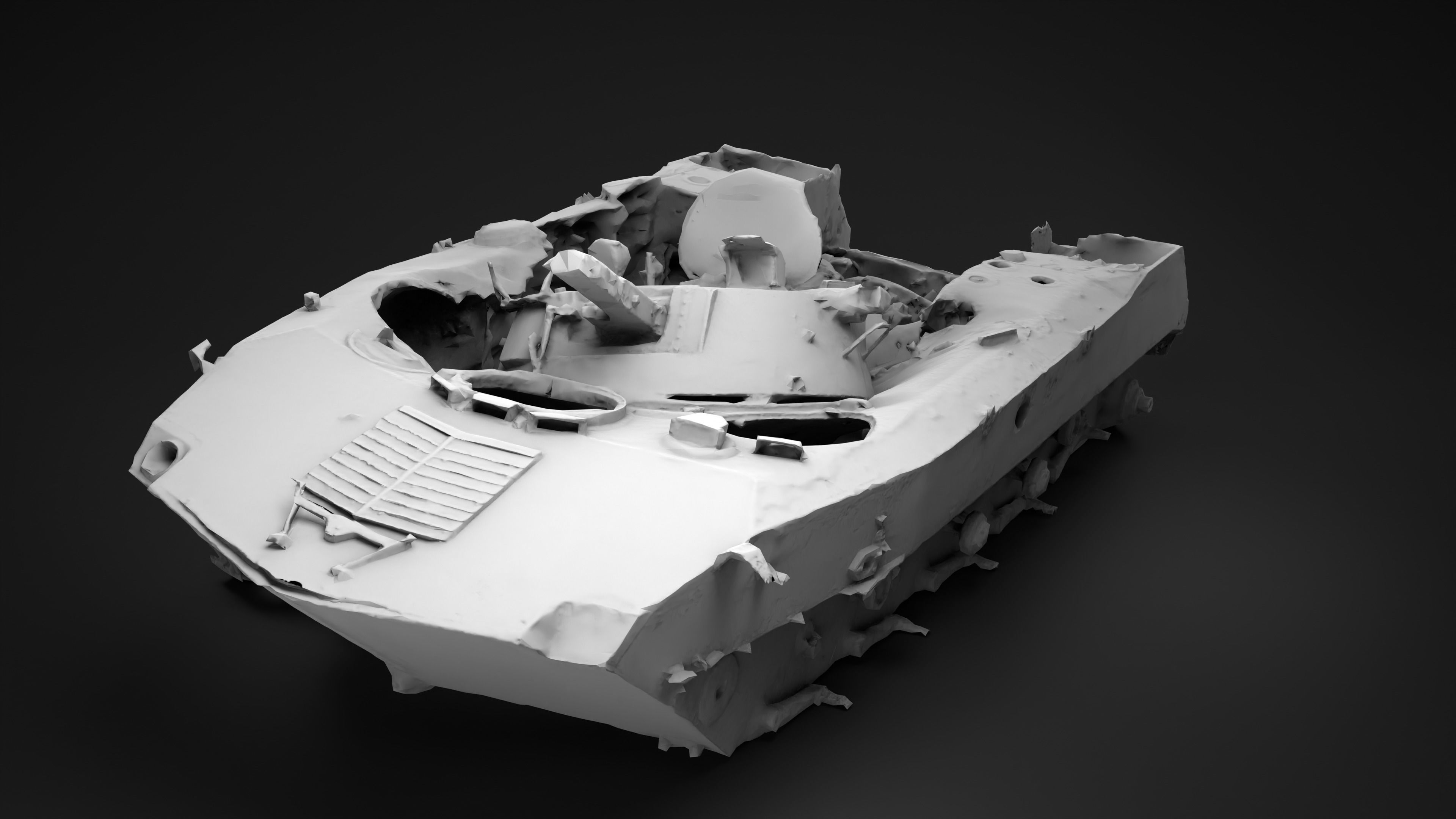 3D model Burnt russian BMD-2 Photoscan Game Ready VR / AR / low-poly ...