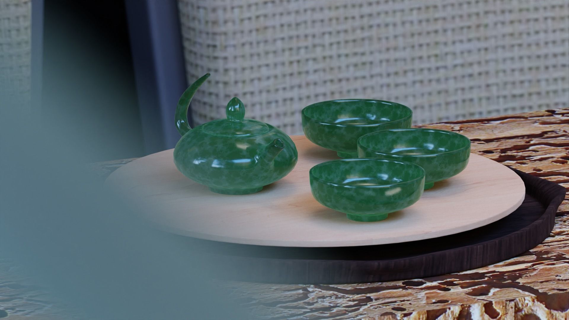 3D model Chinese Jade Tea Set VR / AR / low-poly | CGTrader