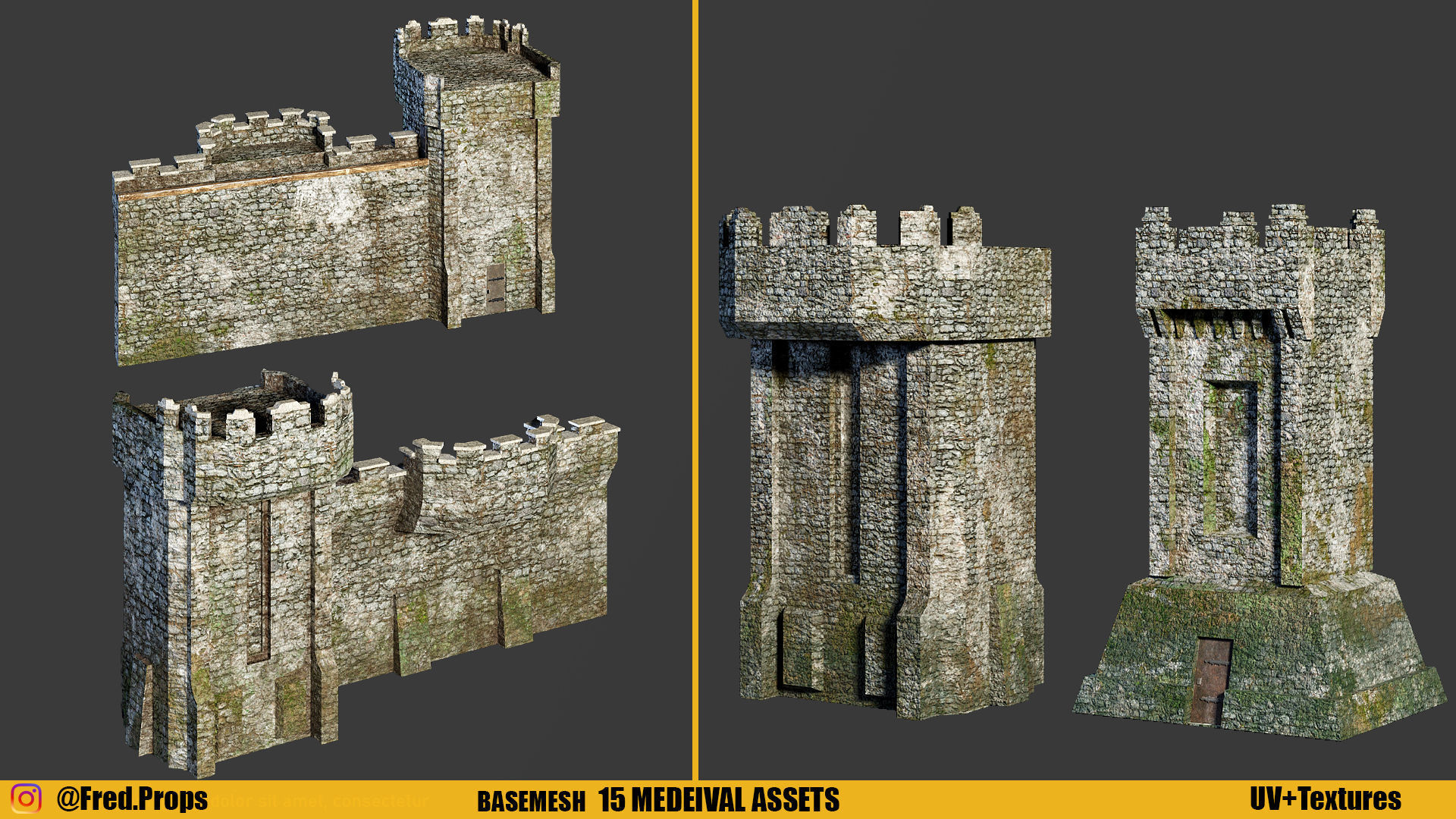 3D model MEDIEVAL ASSETS Vol 2 Basemesh 4kTextures VR / AR / low-poly ...