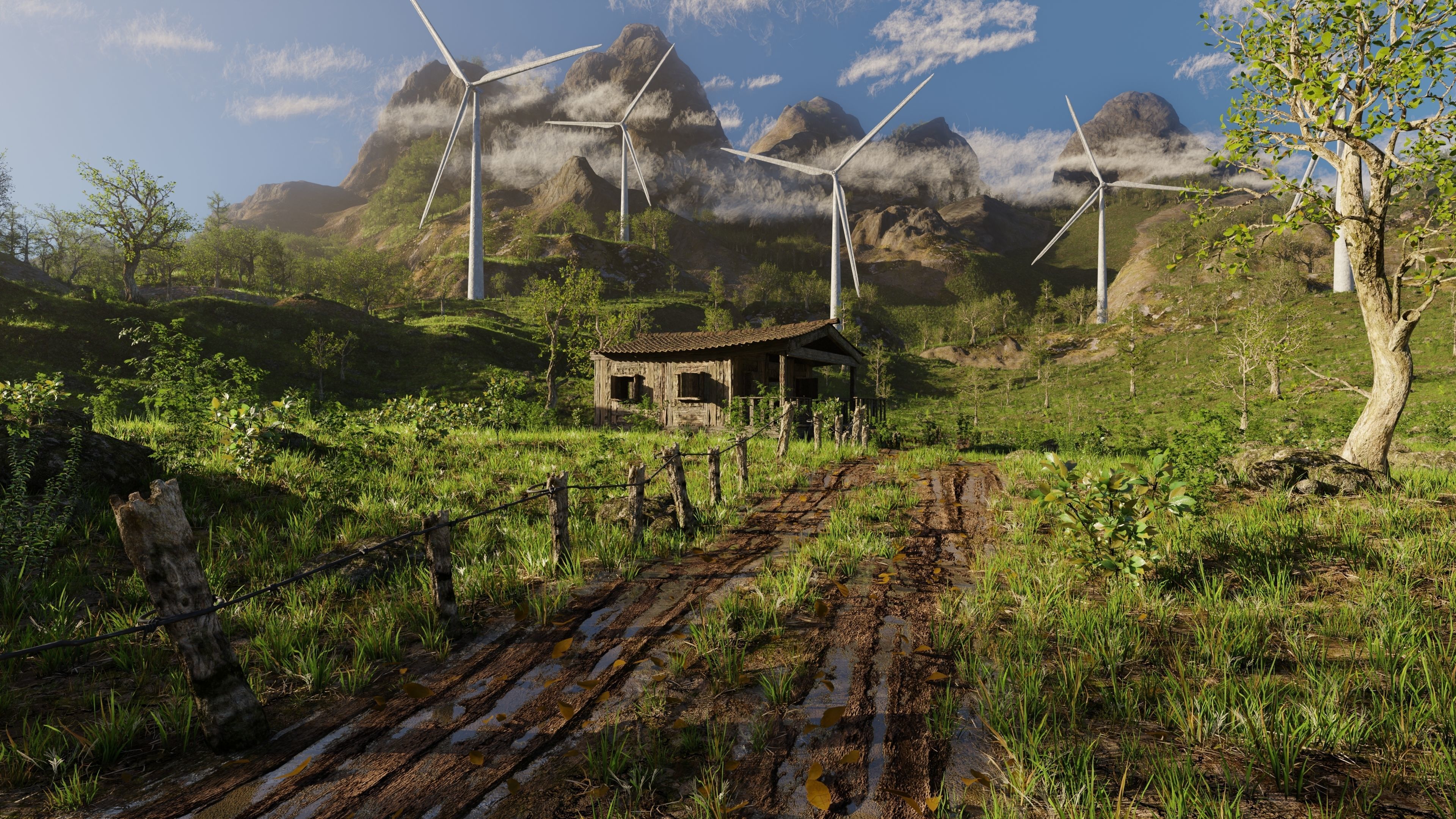 Wind Turbine Scene 3D model | CGTrader