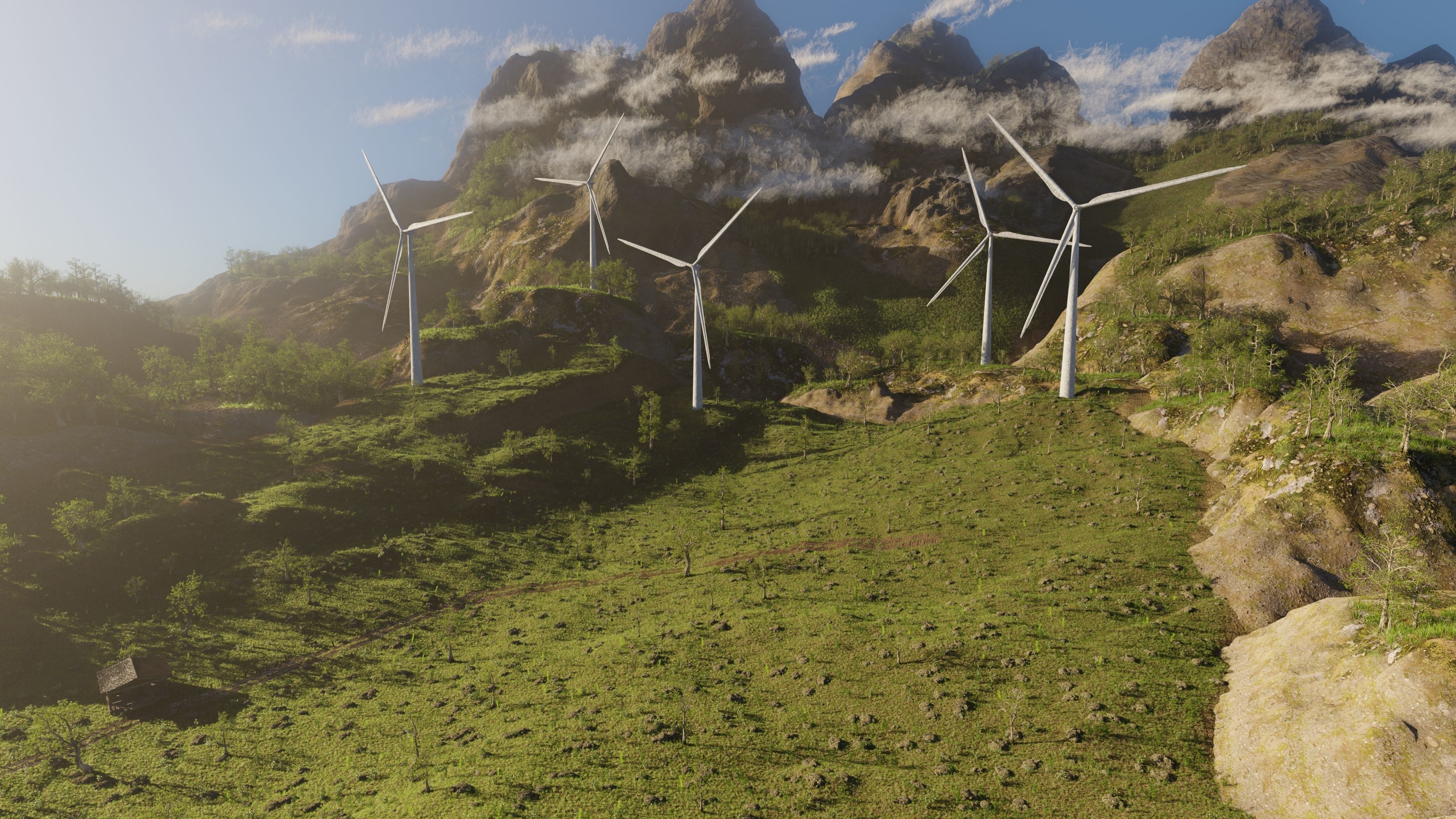 Wind Turbine Scene 3D model | CGTrader