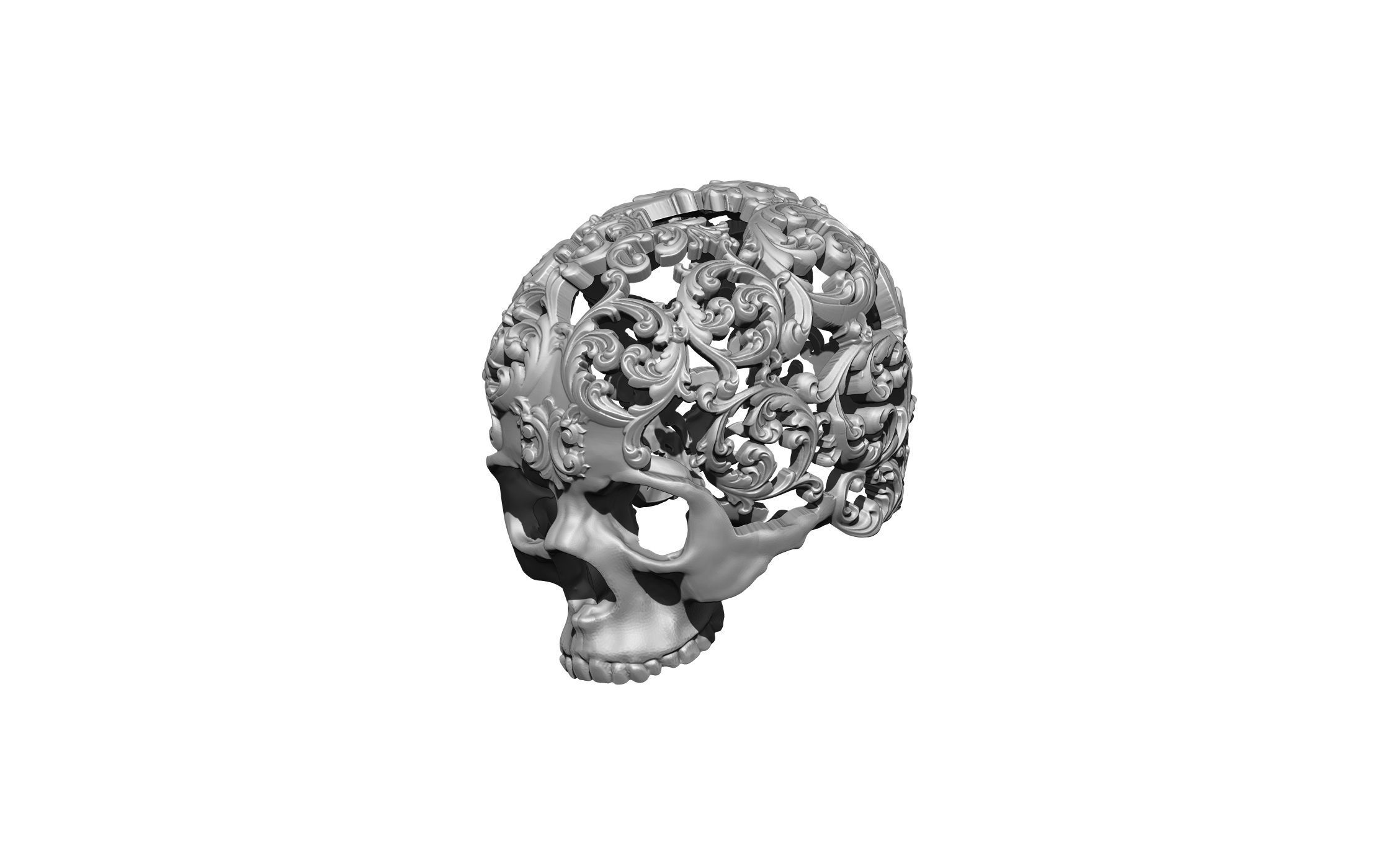 High Detailed Decor Art Floral Carved Pattern Skull 3D model 3D ...
