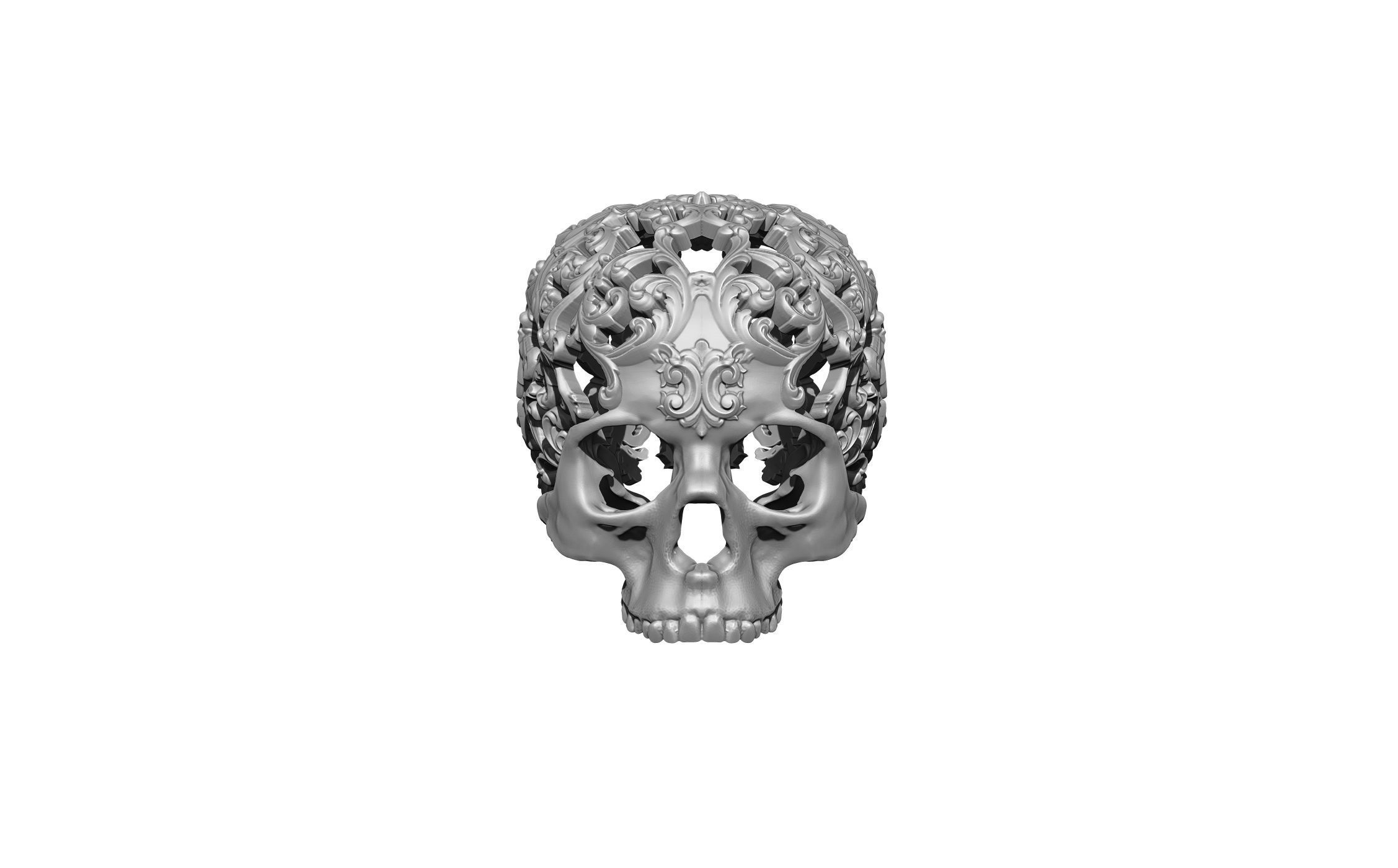 High Detailed Decor Art Floral Carved Pattern Skull 3D model 3D ...