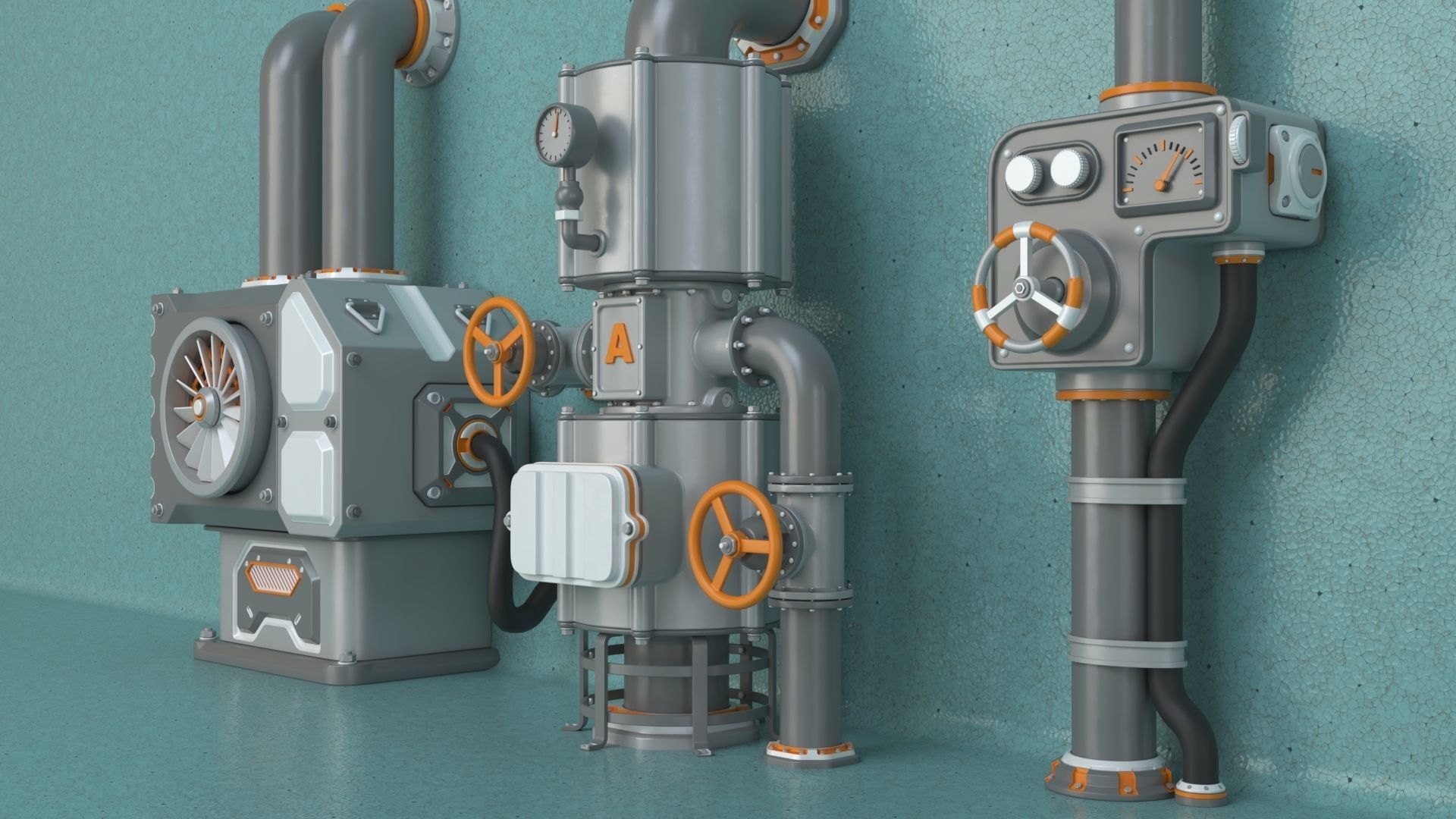 Wall Tube Mechanism Props 2 - 10 pieces 3D model | CGTrader