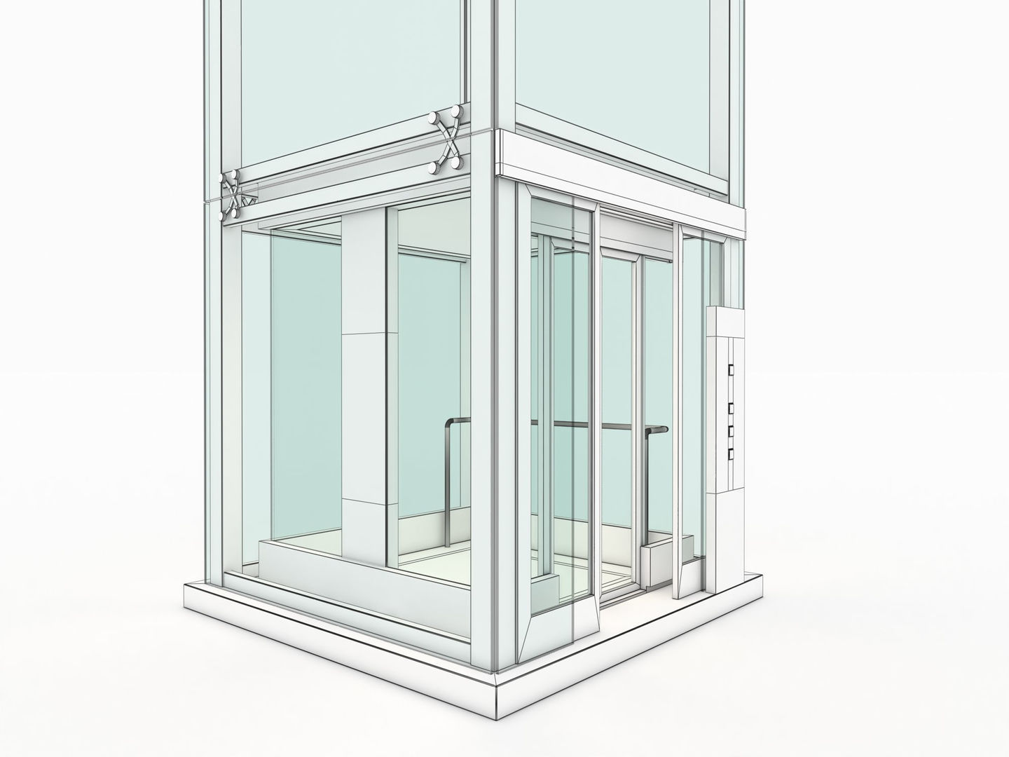 Elevator tall glass 3D model | CGTrader