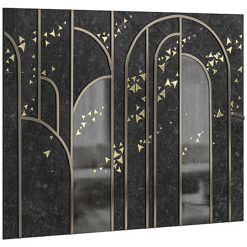 Panel mirror with gold butterflies 3D model | CGTrader