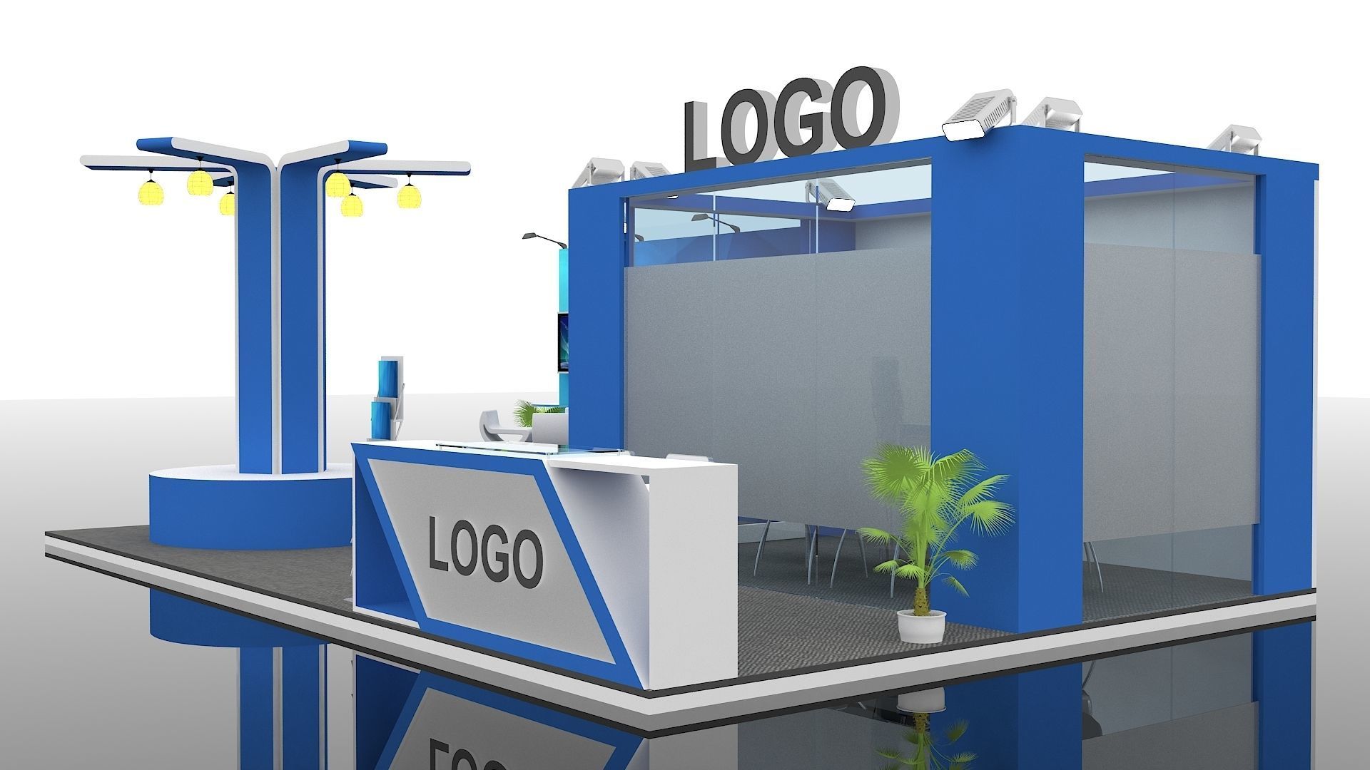 Exhibition Stand design 8 meter x 5 meter 3D model | CGTrader