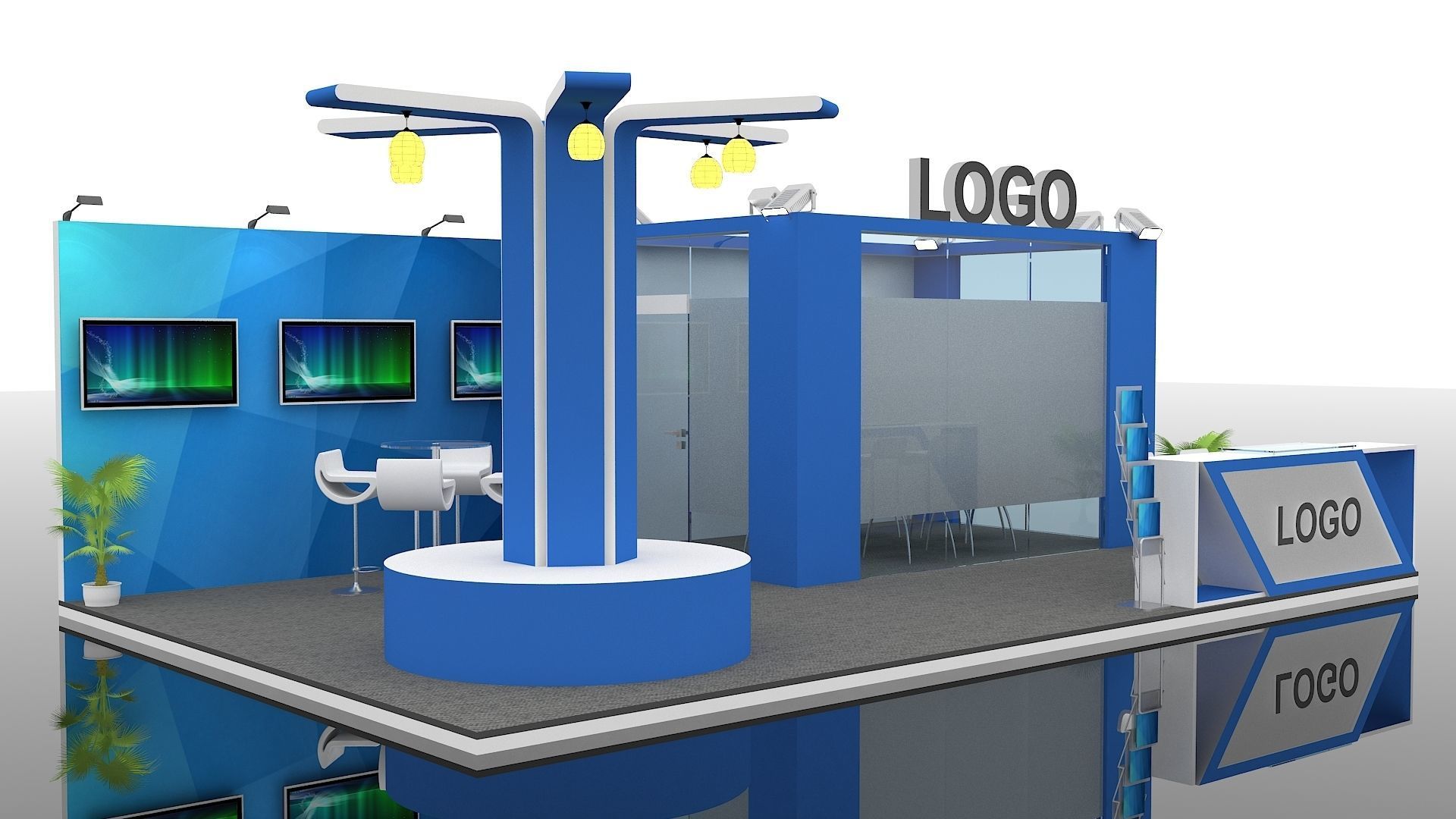 Exhibition Stand design 8 meter x 5 meter 3D model | CGTrader