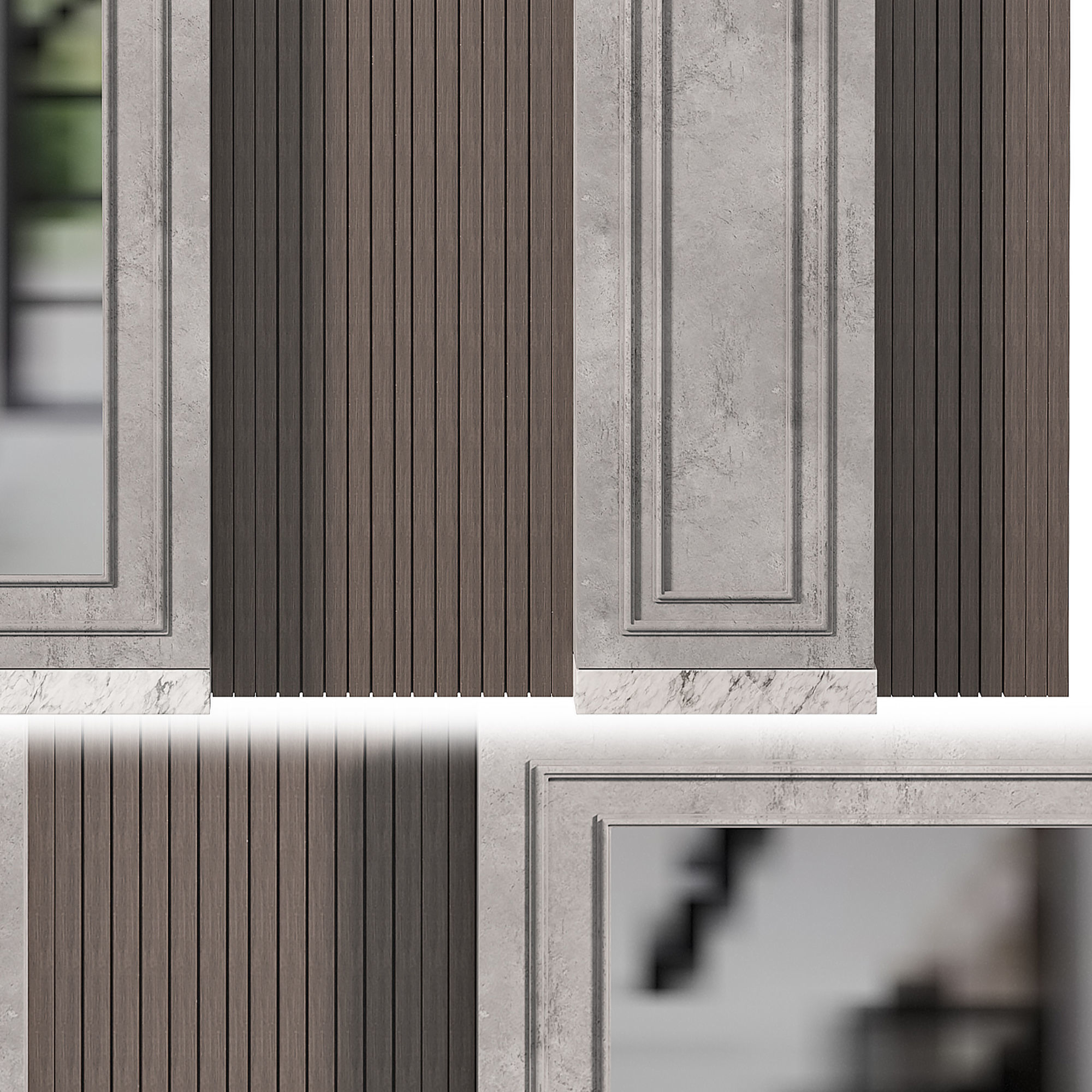 Panel wall mirror marble with wooden frame 3D model | CGTrader