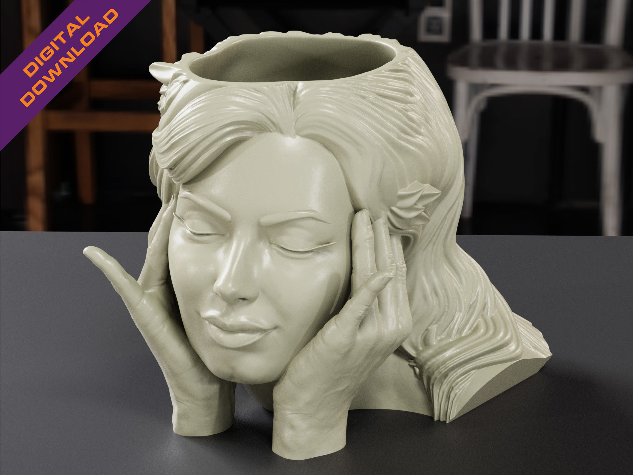 Face Head Flower Pot 3D model 3D printable | CGTrader