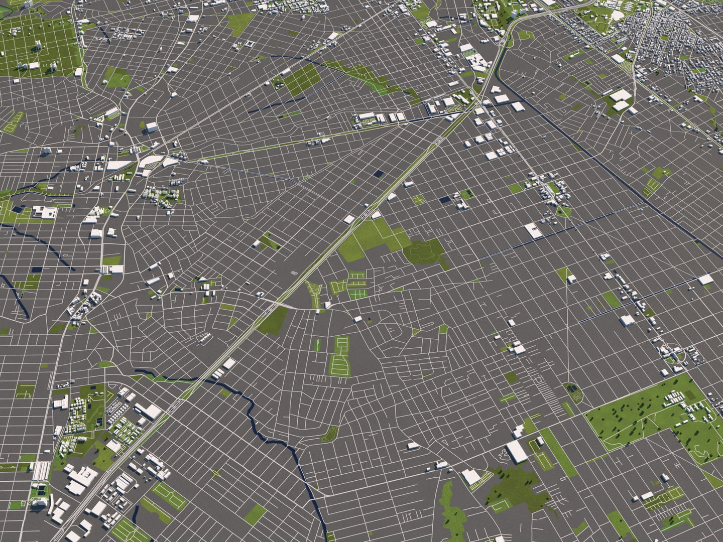 Curitiba Brazil 50x50km City Map 3D model | CGTrader
