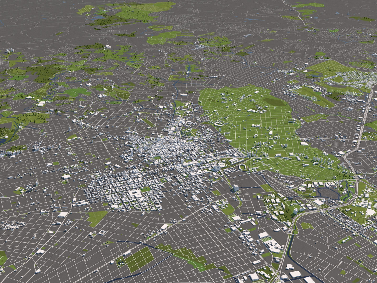 Curitiba Brazil 50x50km City Map 3D model | CGTrader