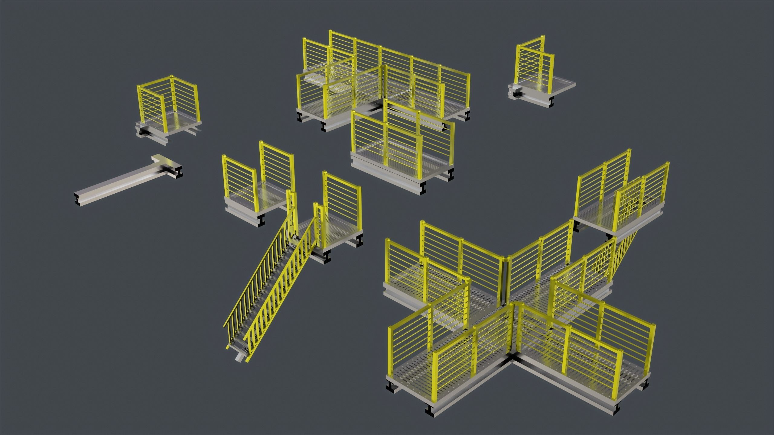 3D model Catwalk set ladder with stripes VR / AR / low-poly | CGTrader
