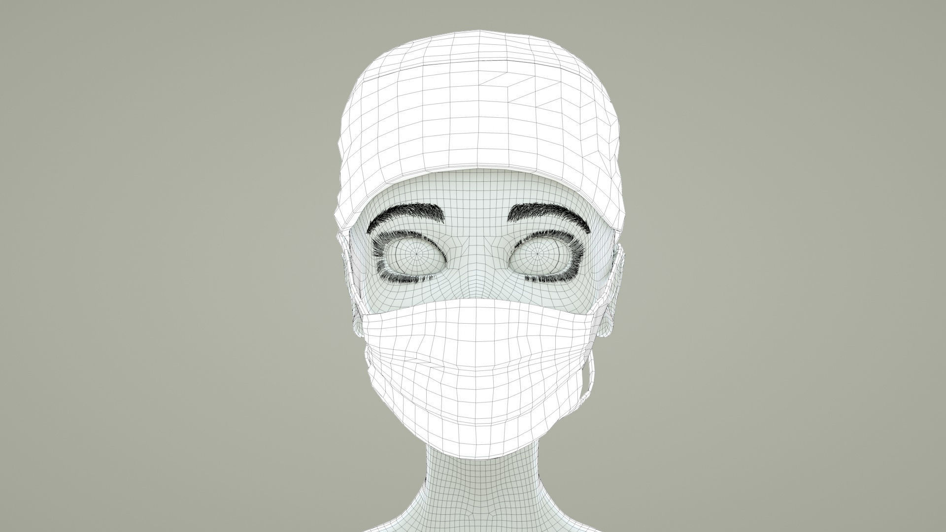 3D model Face-mask mannequin wearing surgical mask VR / AR / low-poly ...