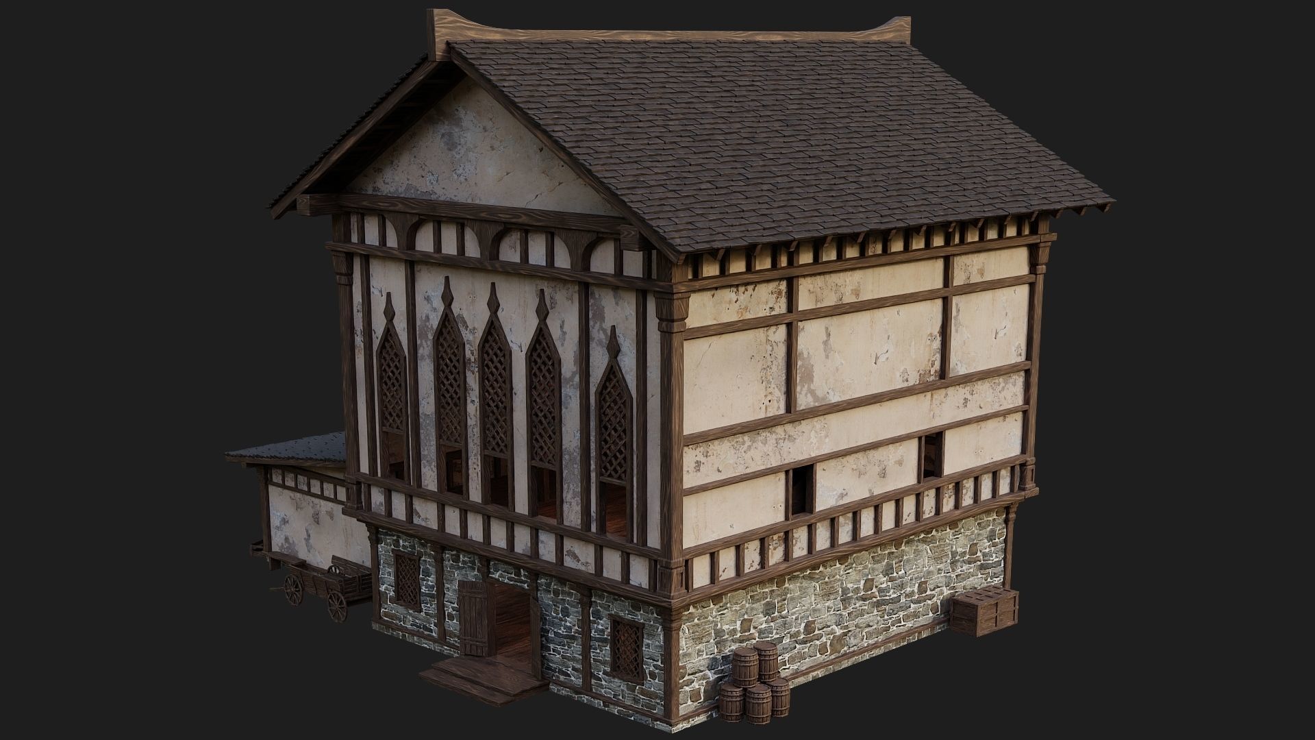 3D model 4 Old Medieval Buildings Pack 4K Textures GameReady 101 to 104 ...