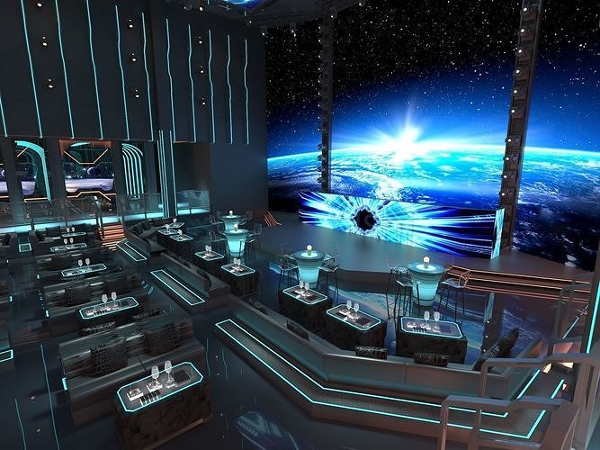 Bar 1 futuristic restaurant interior design 3D model | CGTrader
