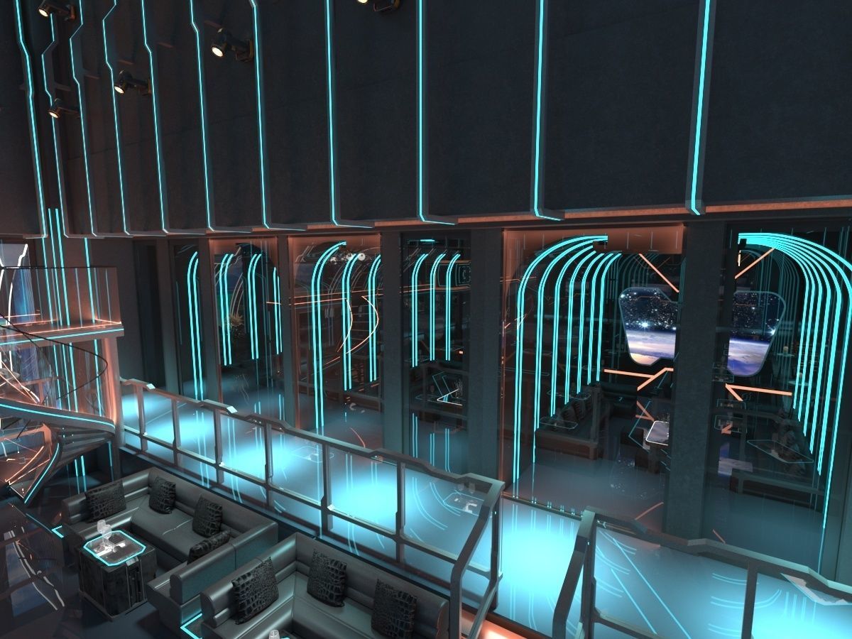 Bar 1 futuristic restaurant interior design 3D model | CGTrader