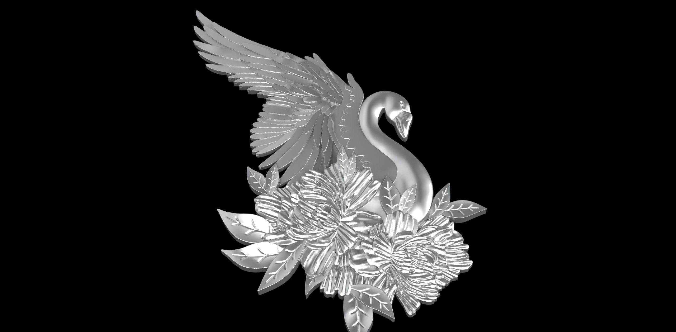 Swan relief 3D model 3D printable | CGTrader