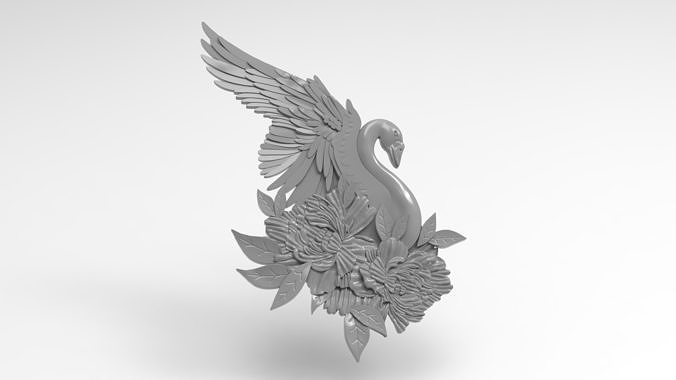 Swan relief 3D model 3D printable | CGTrader