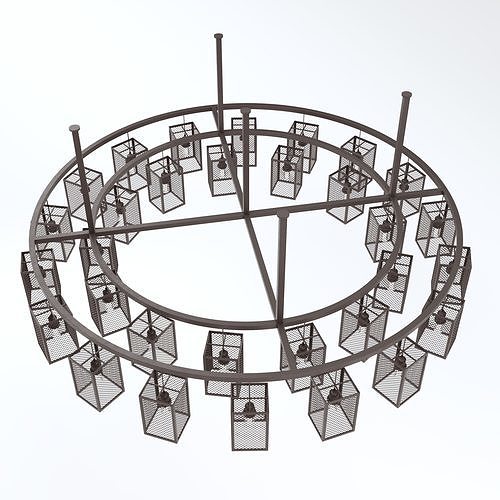 Wrought Iron Concentric Circle Cage Light 3D model | CGTrader