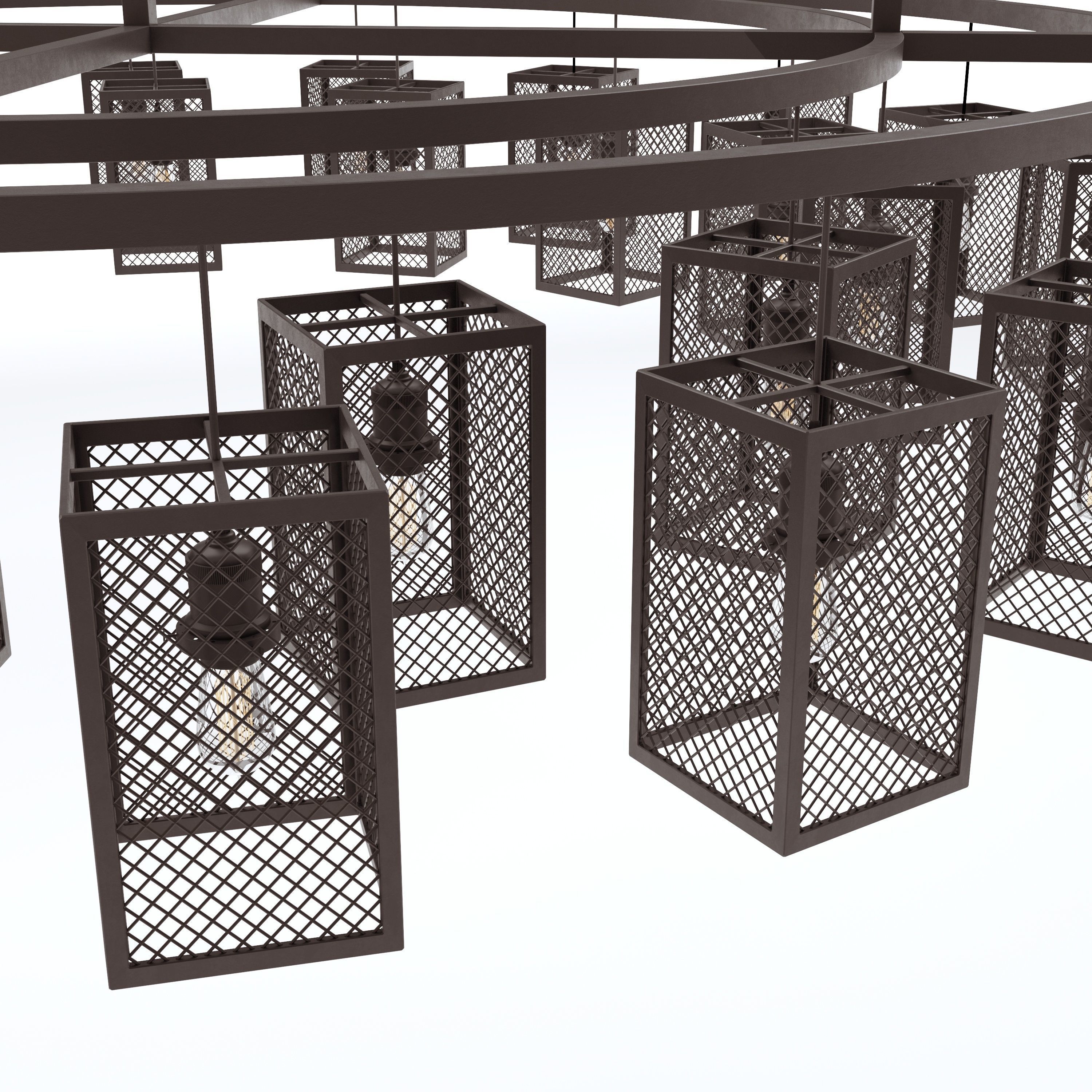 Wrought Iron Concentric Circle Cage Light 3D model | CGTrader