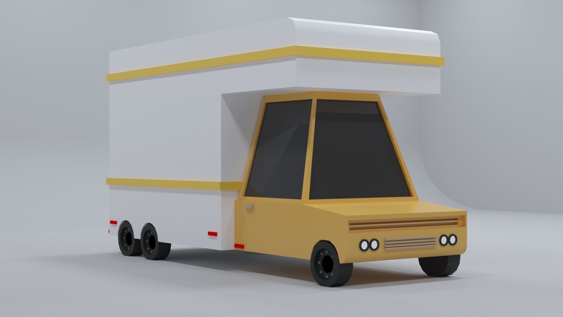3D model Cartoon Low Poly Food Truck Low-poly 3D model VR / AR / low ...