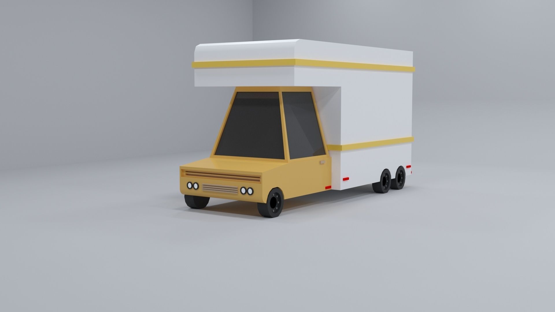 3D model Cartoon Low Poly Food Truck Low-poly 3D model VR / AR / low ...