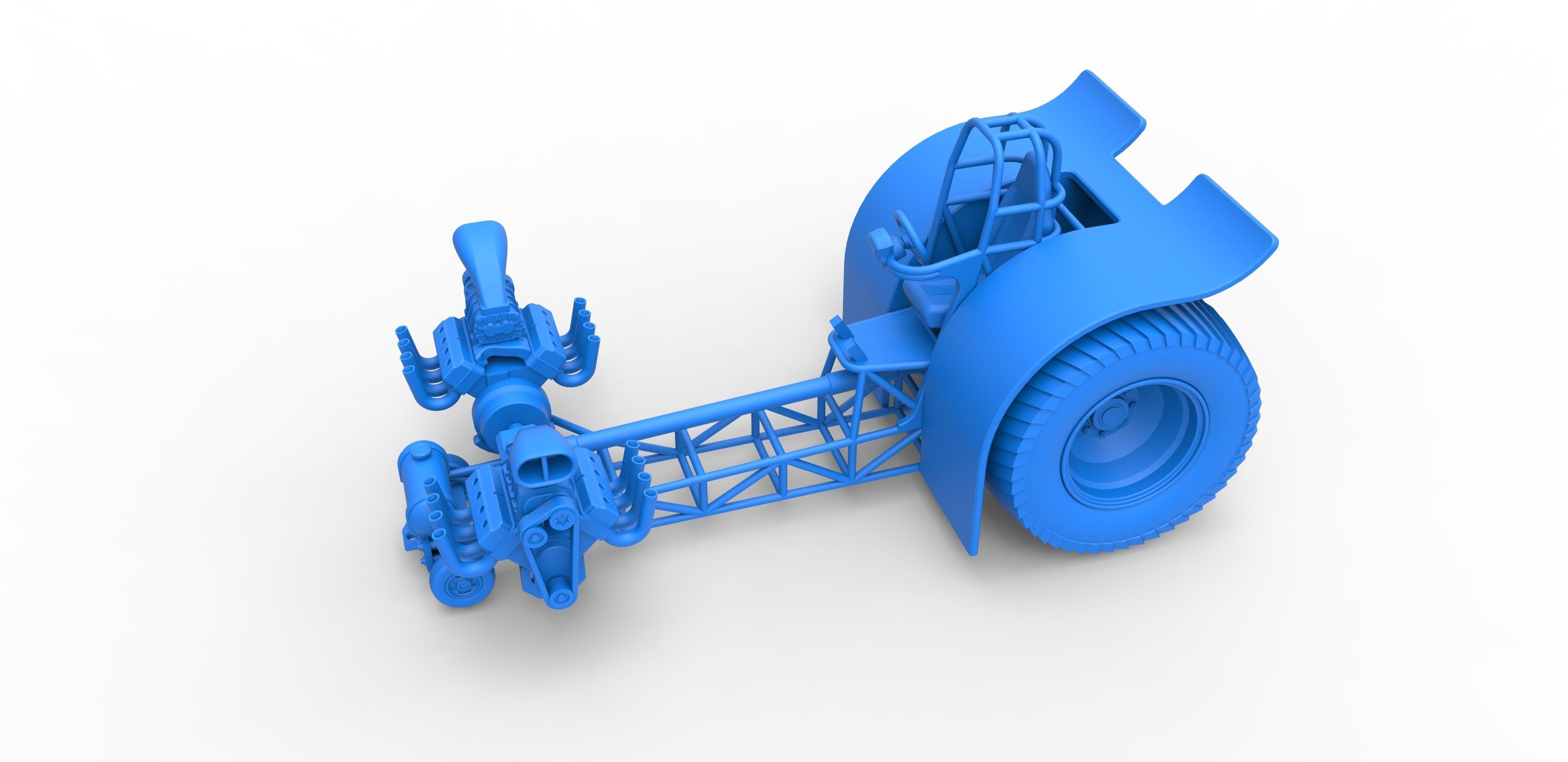 Diecast Pulling tractor 2 engines V8 Version 3 Scale 1 to 25 3D model ...