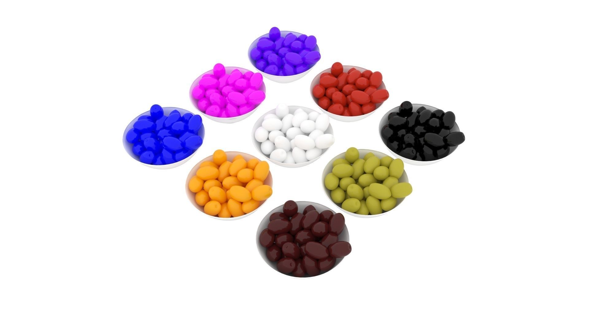 Different Colors of Olives Set 3D model | CGTrader