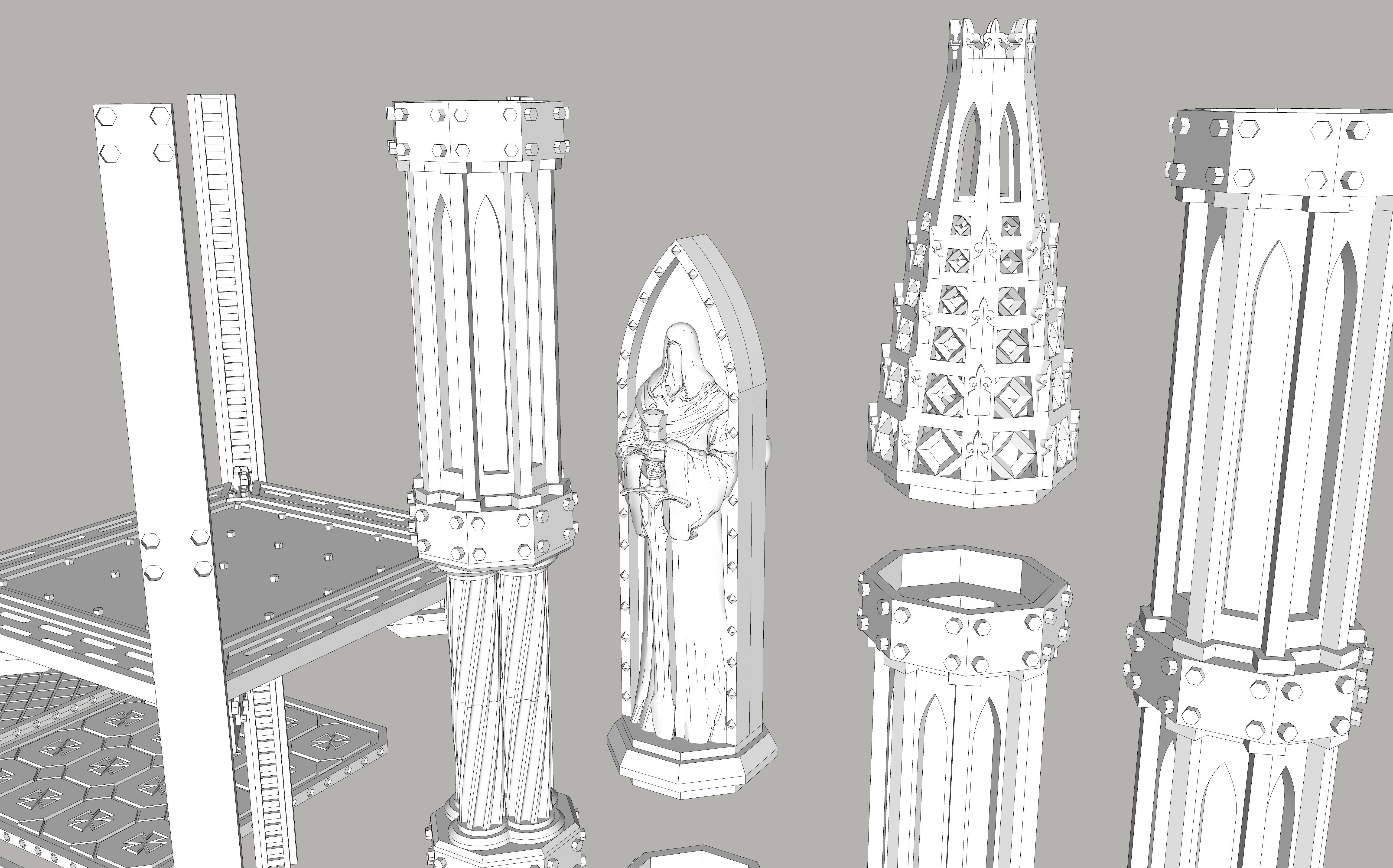 Space Fascist Cathedral City Modular Terrain Kit 3D model 3D printable ...